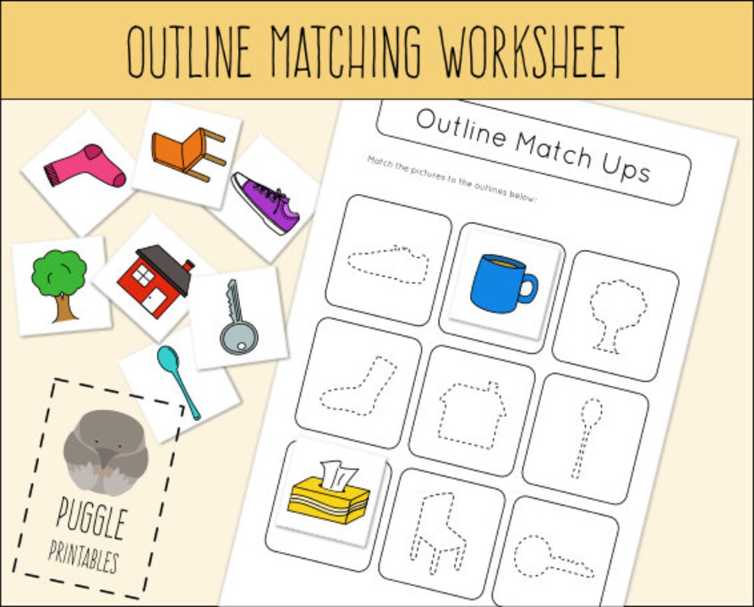 Printable Outline/shape Matching Worksheet Busy Bag DOWNLOAD - Etsy