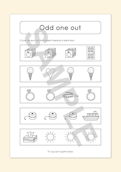 Printable Odd One Out Activity Worksheet for Kids DOWNLOAD Pack B - Etsy