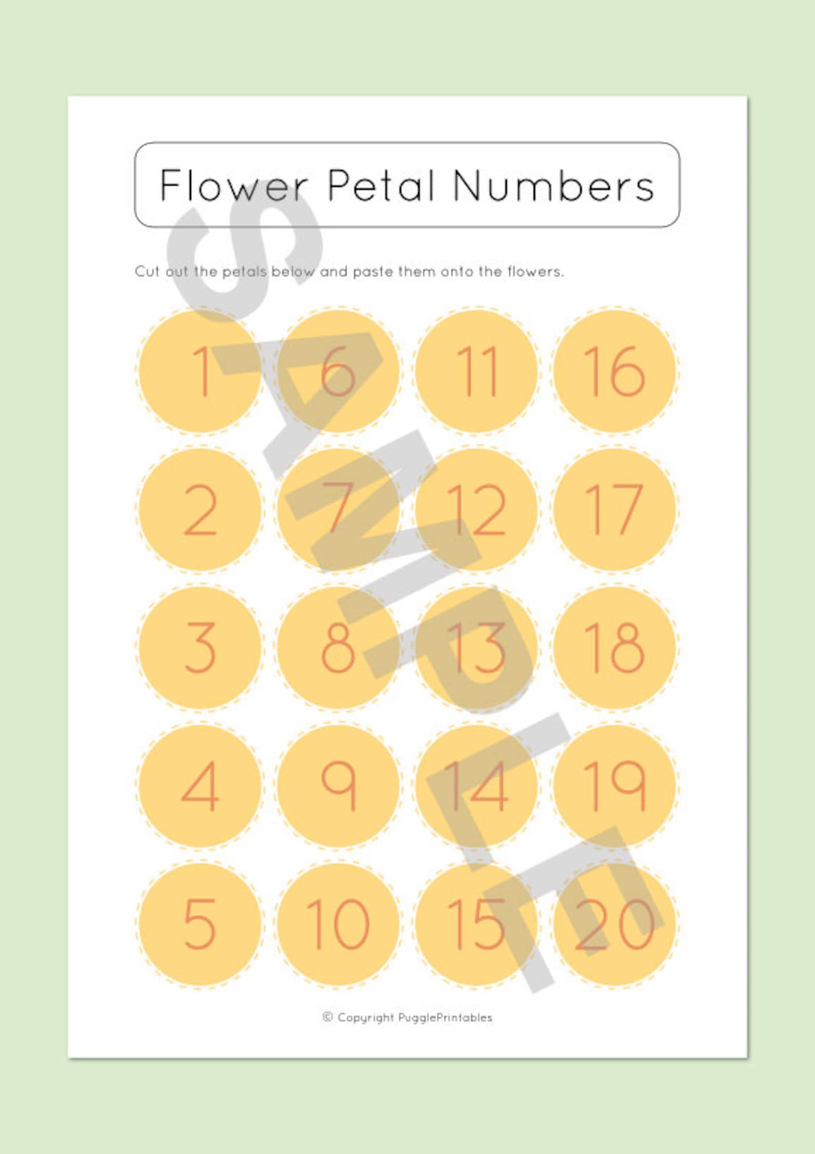 Printable Flower Number Matching Activity Worksheet Busy Bag - Etsy
