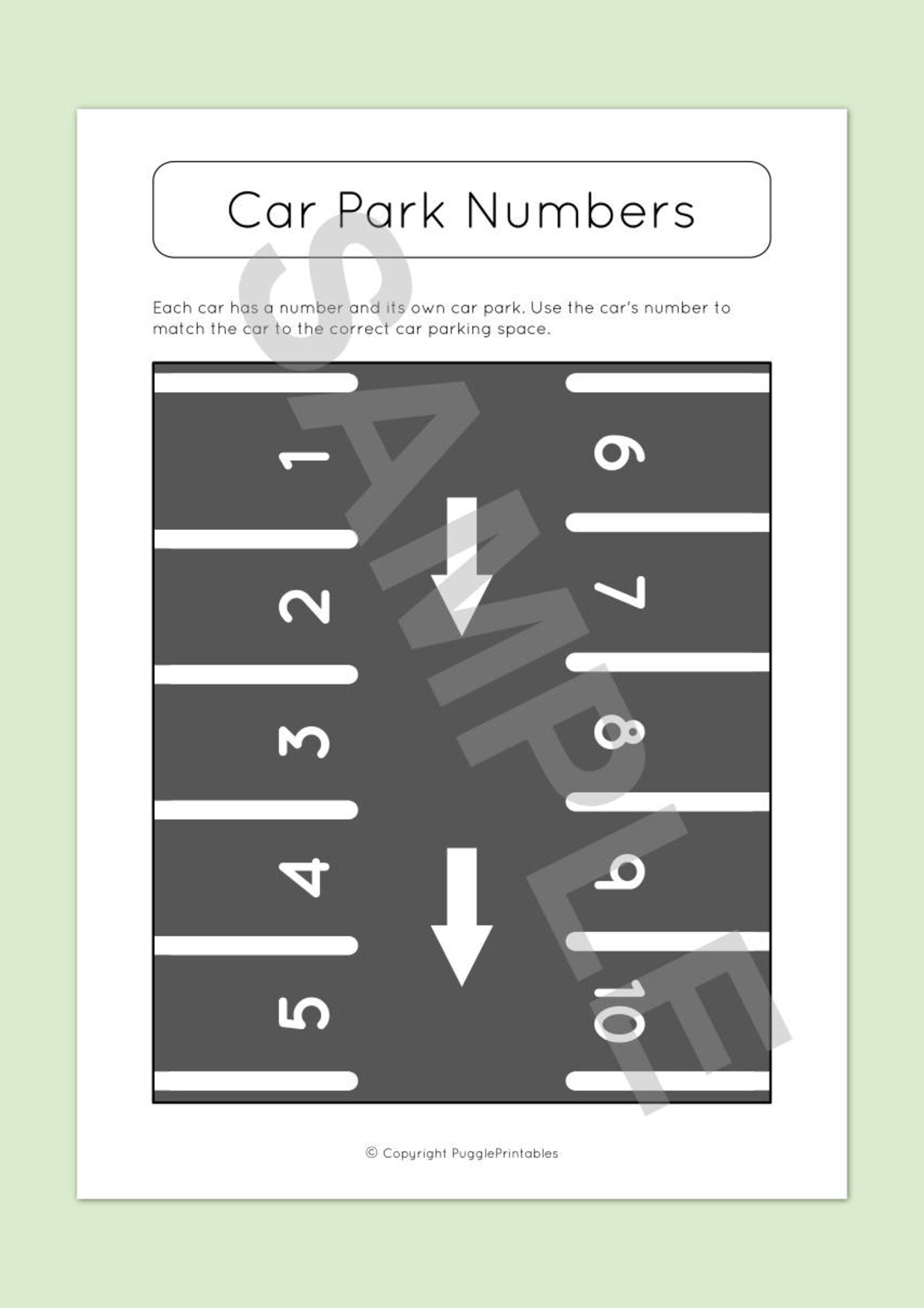 Printable Car Number Matching Activity Worksheet for Kids DOWNLOAD ...