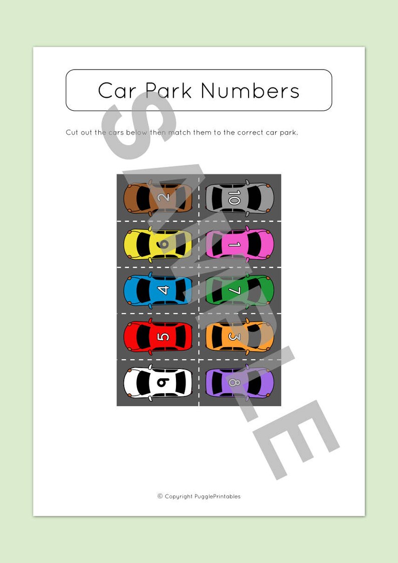 Printable Car Number Matching Activity Worksheet for Kids - Etsy Hong Kong