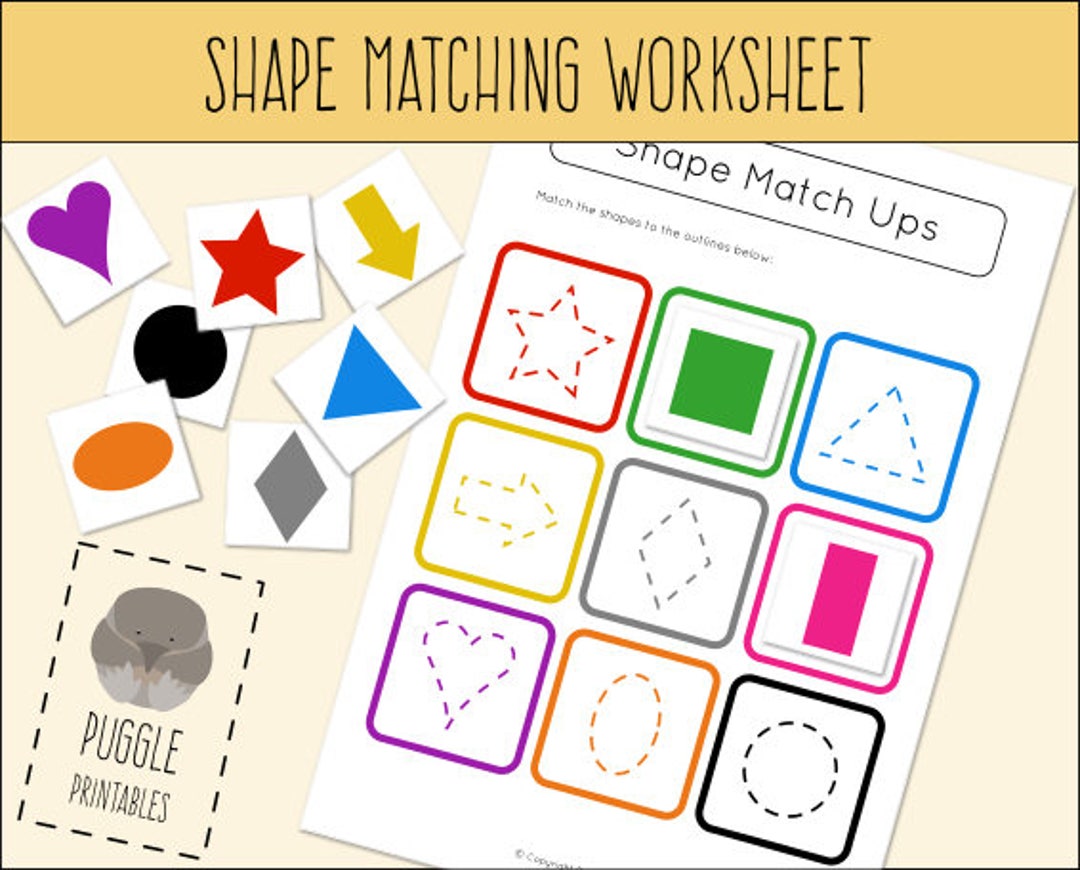 Printable Shape Matching Worksheet Busy Bag DOWNLOAD - Etsy
