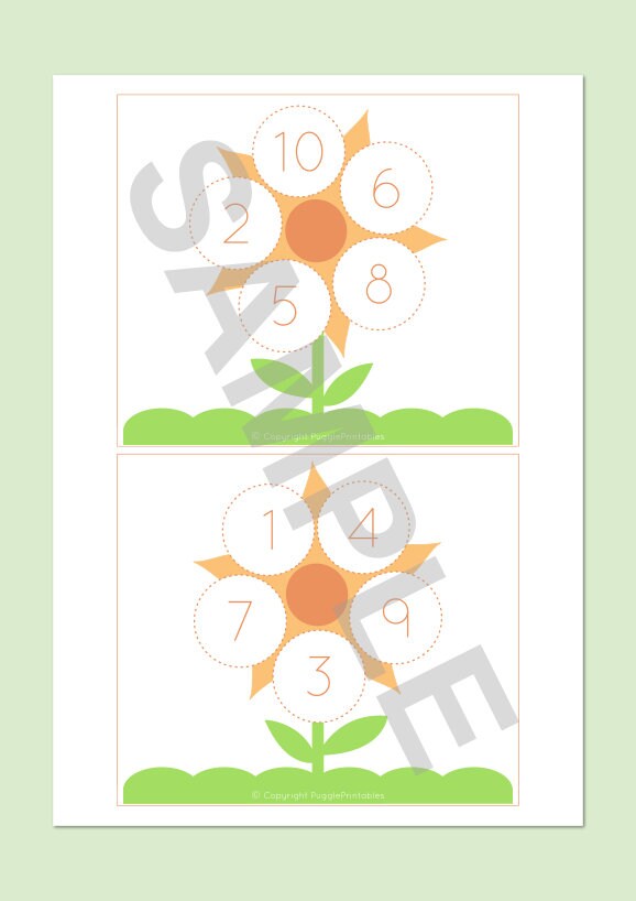 Printable Flower Number Matching Activity Worksheet Busy Bag | Etsy