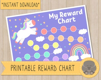 Printable Unicorn Reward Chart, Sticker Chart, Instant Download Reward ...