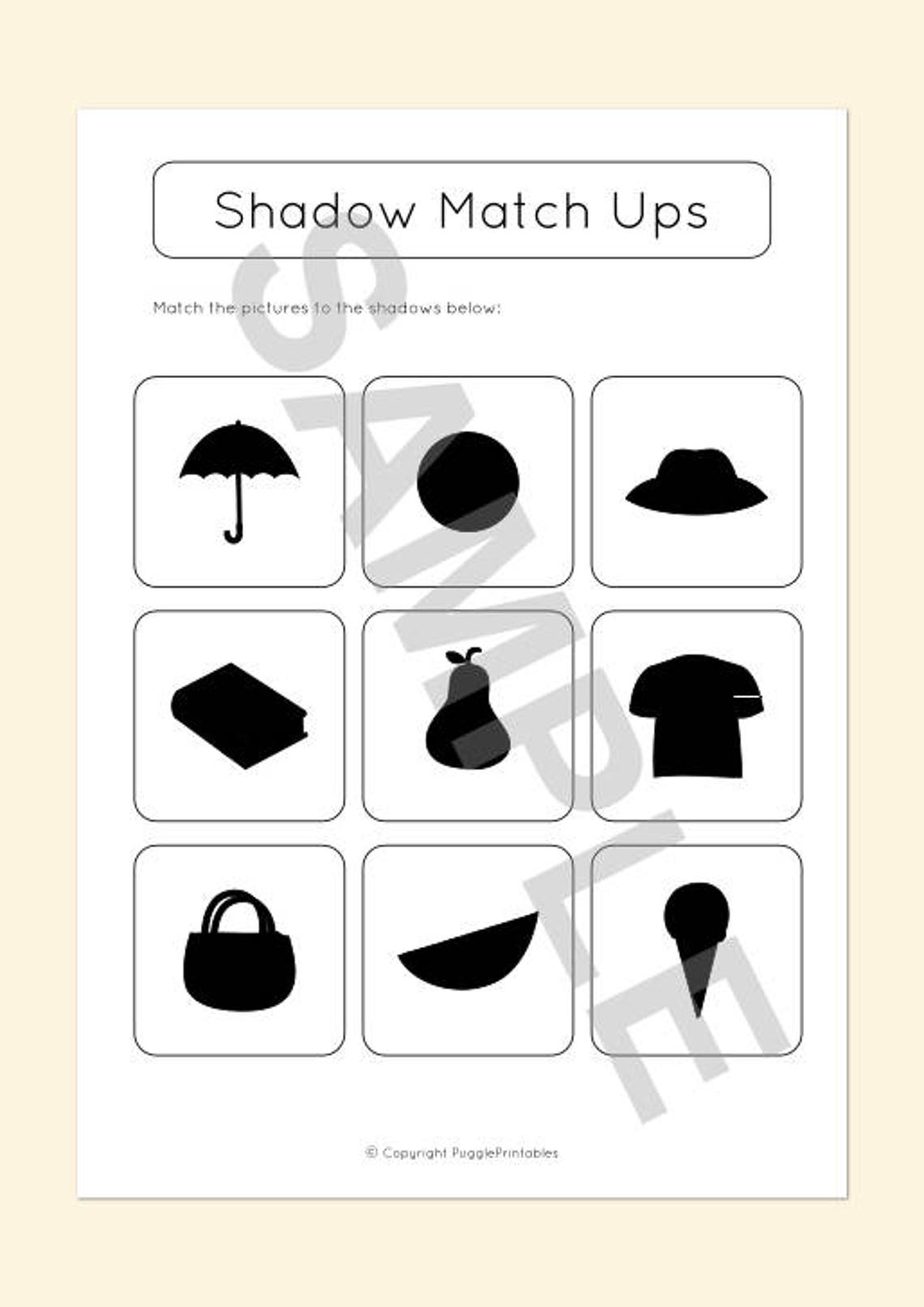 Printable Shadow/shape Matching Worksheet Busy Bag DOWNLOAD - Etsy Hong ...