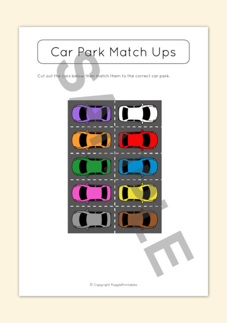 Printable Car Colour Matching Activity Worksheet for Kids DOWNLOAD ...