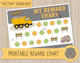 Printable Construction Truck Reward Chart | Construction Truck Potty ...