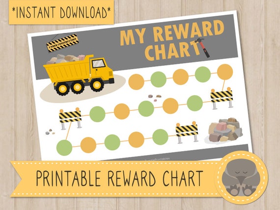 Printable Construction Dump Truck Potty Reward Chart INSTANT | Etsy