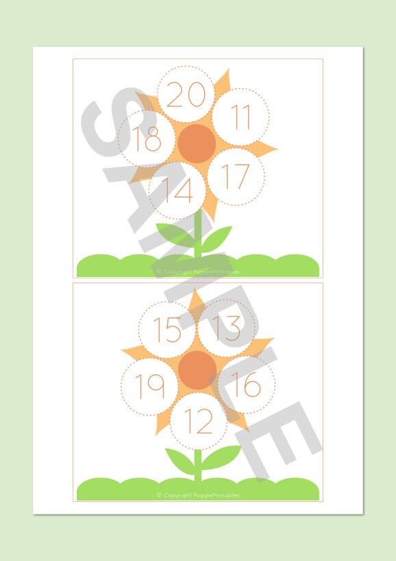 Printable Flower Number Matching Activity Worksheet Busy Bag | Etsy