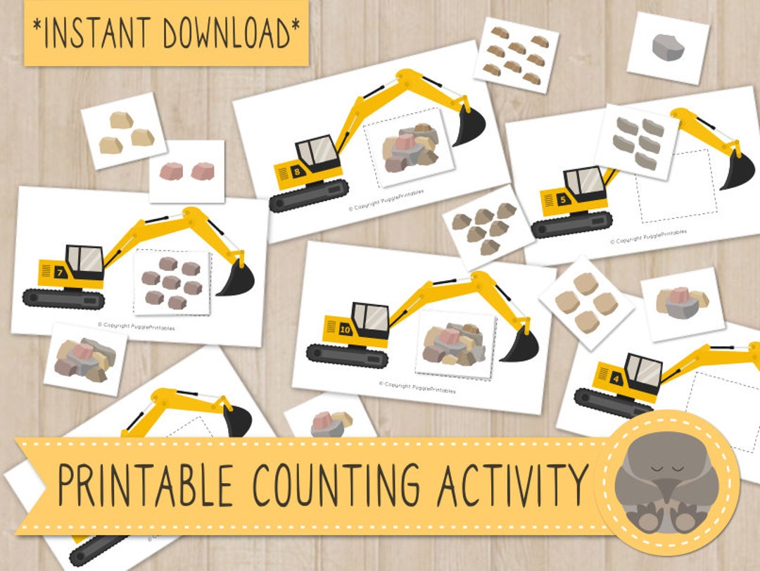 Printable Construction Counting Busy Bag Activity for Preschoolers and ...