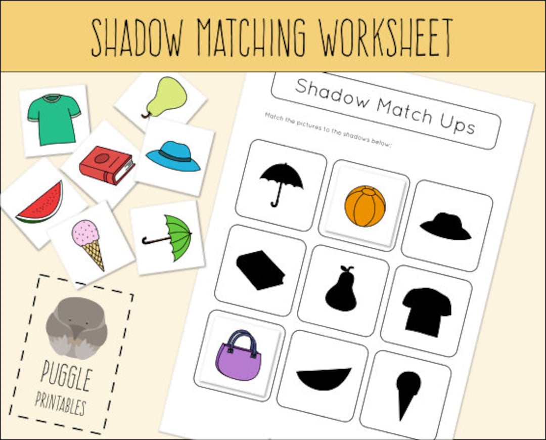Printable Shadow/shape Matching Worksheet Busy Bag DOWNLOAD - Etsy