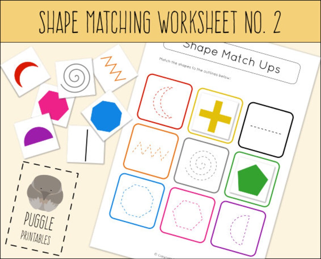 Printable Shape Matching Worksheet No. 2 Busy Bag DOWNLOAD - Etsy