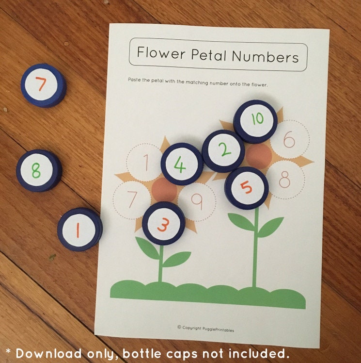 Printable Flower Number Matching Activity Worksheet Busy Bag | Etsy