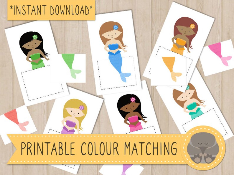Printable Mermaid Colour Matching Busy Bag Activity for Kids - Etsy