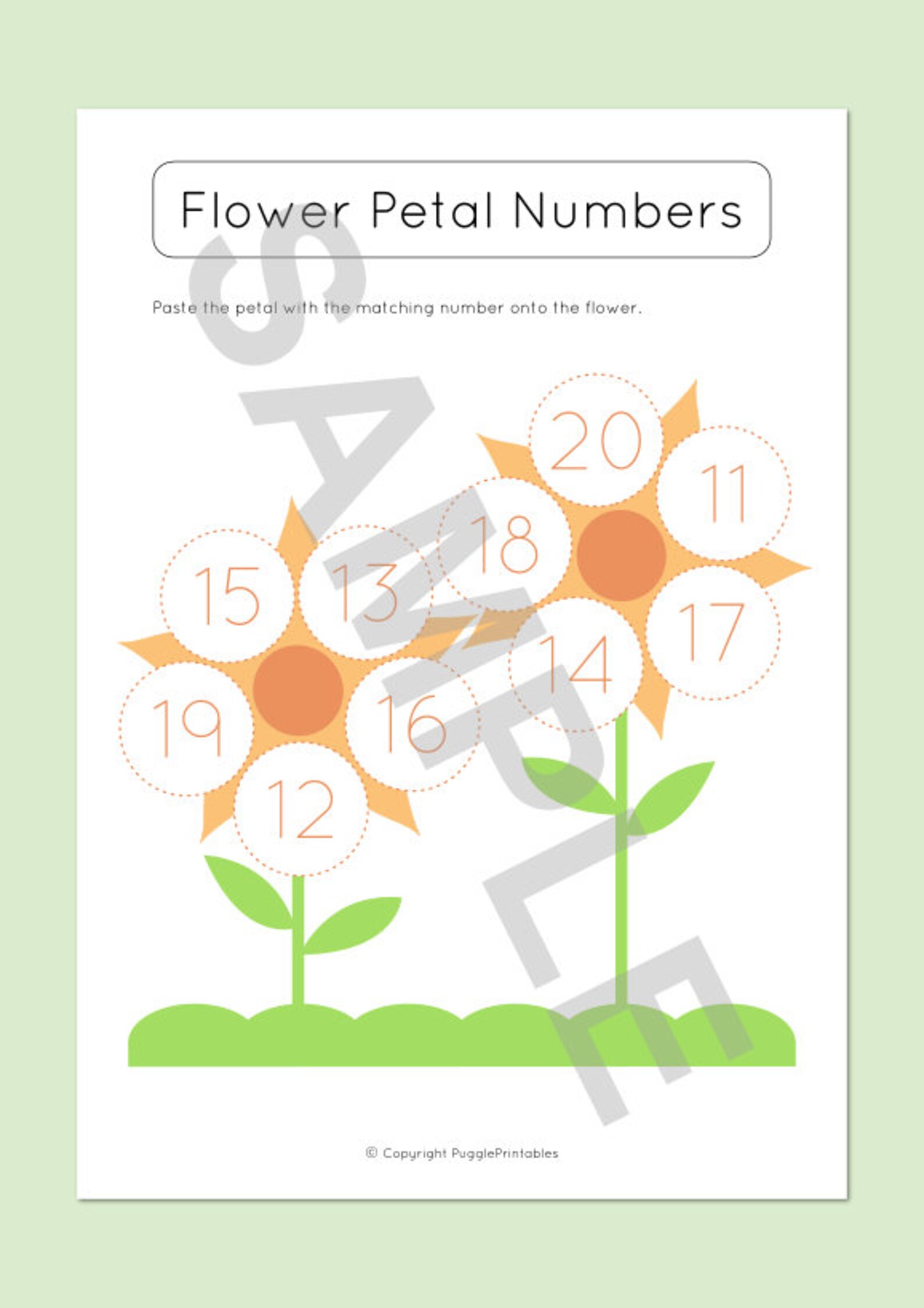 Printable Flower Number Matching Activity Worksheet Busy Bag - Etsy
