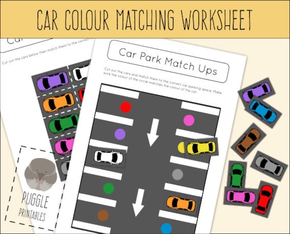 Printable Car Colour Matching Activity Worksheet for Kids - Etsy Australia