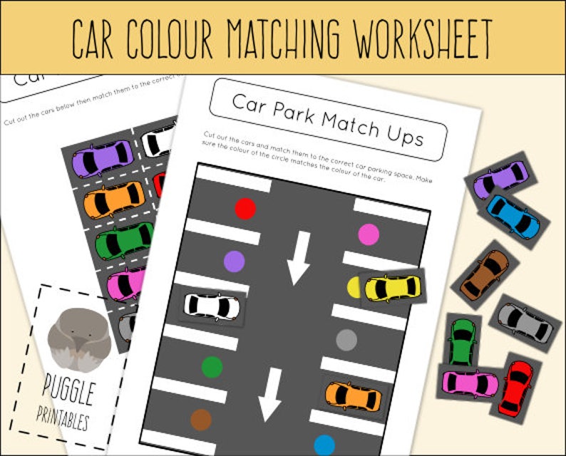 Printable Car Colour Matching Activity Worksheet for Kids DOWNLOAD - Etsy