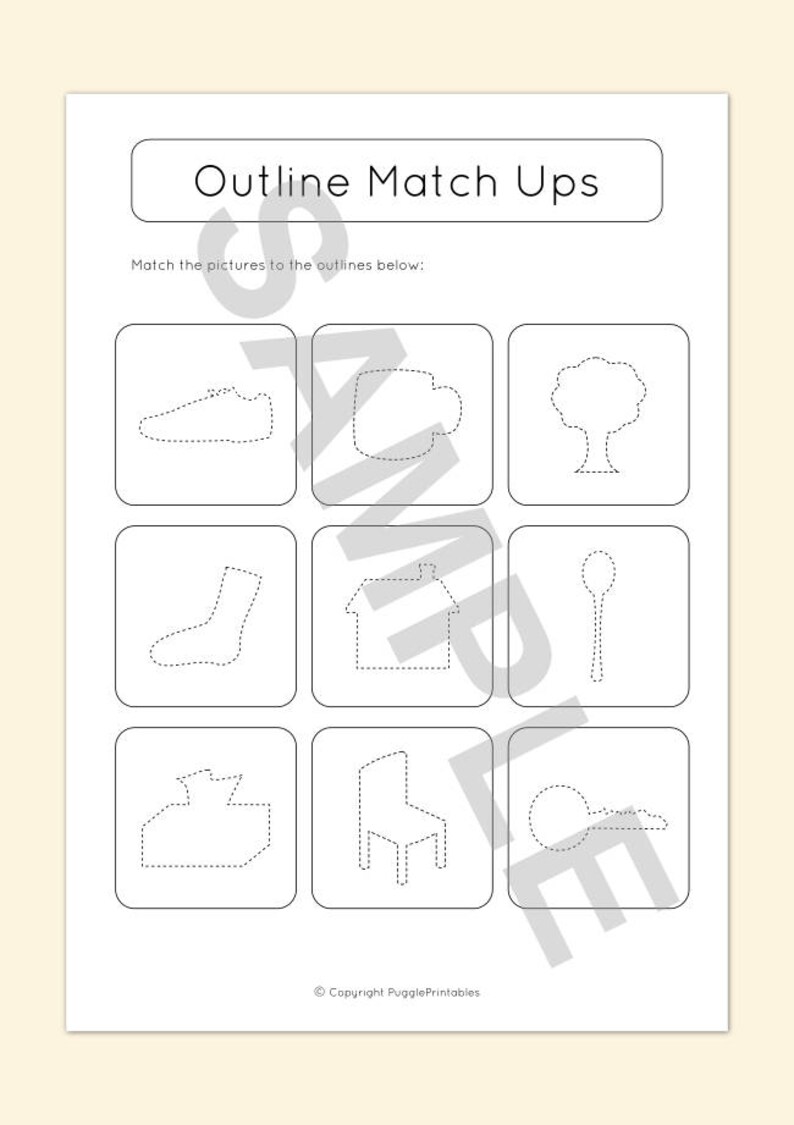 Printable Outline/shape Matching Worksheet Busy Bag DOWNLOAD - Etsy