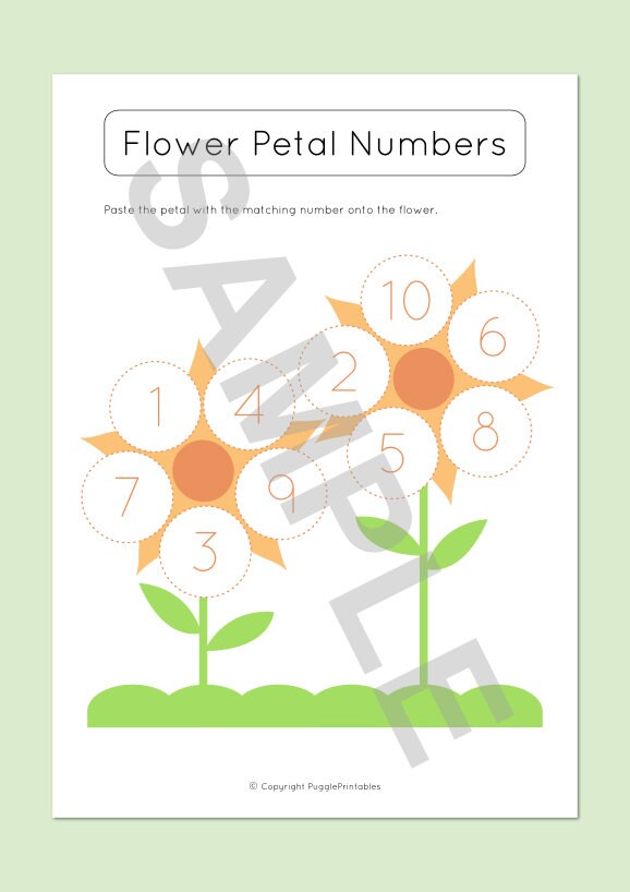 Printable Flower Number Matching Activity Worksheet Busy Bag - Etsy