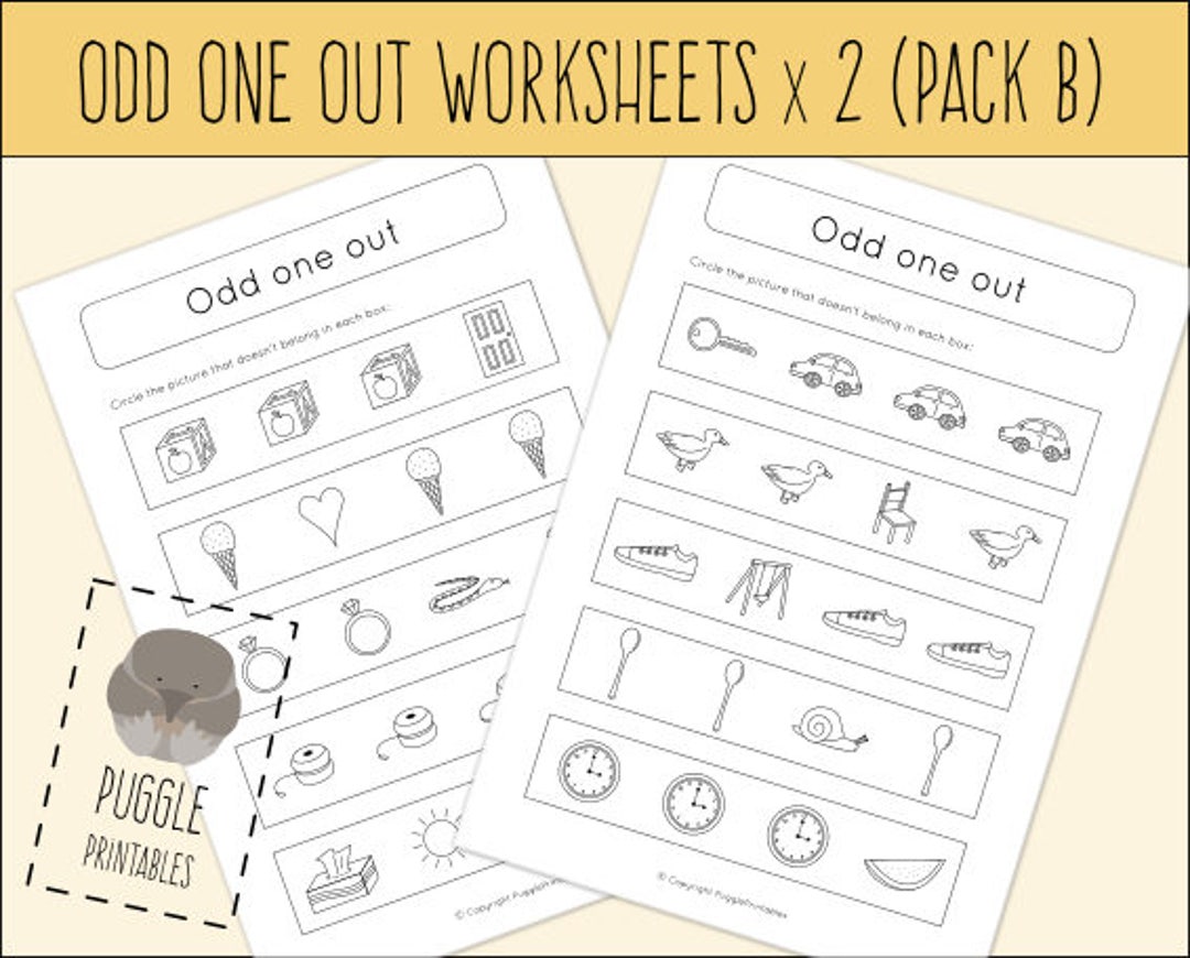 Printable Odd One Out Activity Worksheet for Kids DOWNLOAD Pack B - Etsy