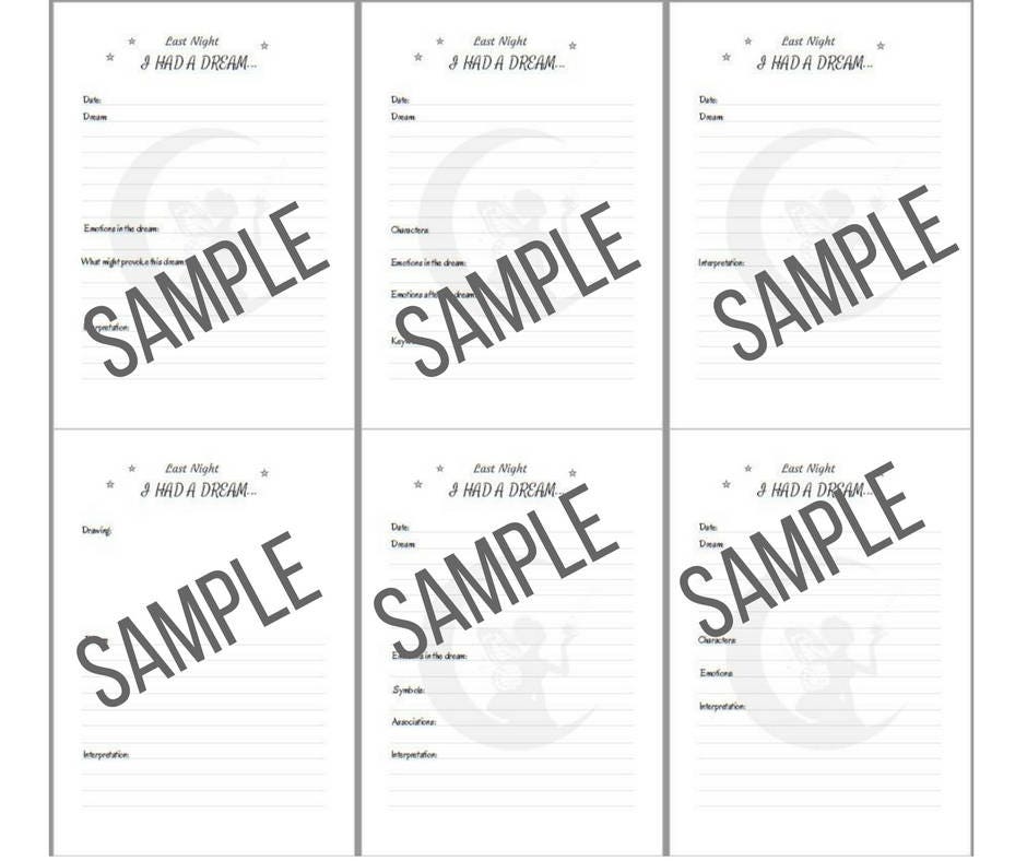 Dream Journal 6 Printable Pages Instant Download, PDF - Etsy