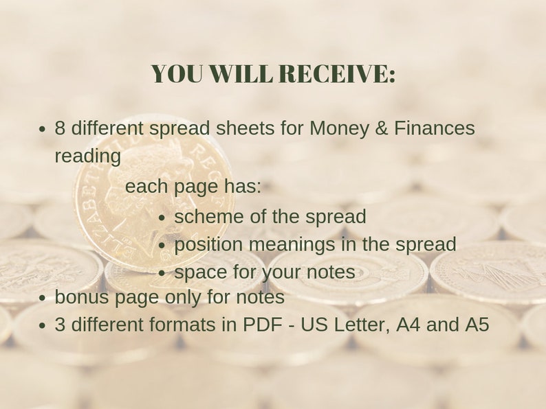 MONEY and FINANCES Tarot Spreads / Card Spreads - 8 Printable Pages ...