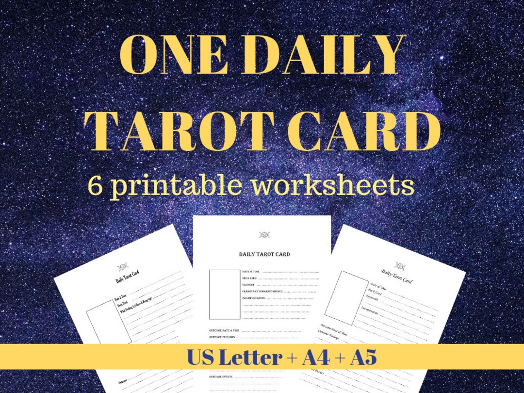 One Daily Card Tarot Journaling, 6 Printable Worksheets, PDF - Etsy