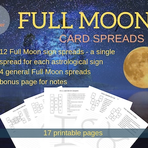 FULL MOON Tarot Spreads / Card Spreads - 16 Printable Pages + Bonus ...