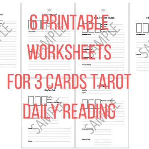 Three Cards Daily Tarot Journaling, 6 Printable Worksheets, PDF - Etsy