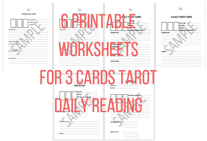 Three Cards Daily Tarot Journaling, 6 Printable Worksheets, PDF - Etsy