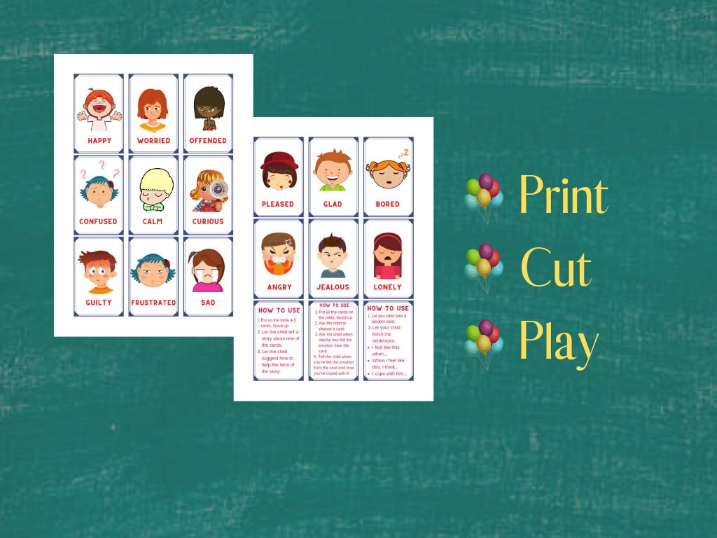 Emotional Playing Cards for Children, PDF - Etsy UK