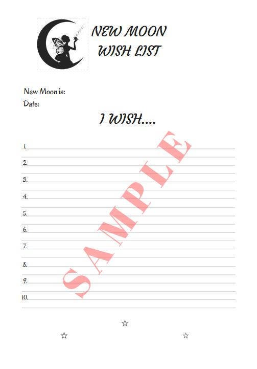 2 Printable New Moon Wish List Worksheets A4+A5 Size - Instant Download ...