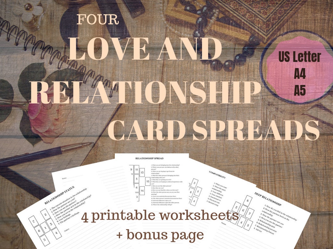 Tarot LOVE and RELATIONSHIP Spreads - 4 Printable Pages + Bonus Page ...