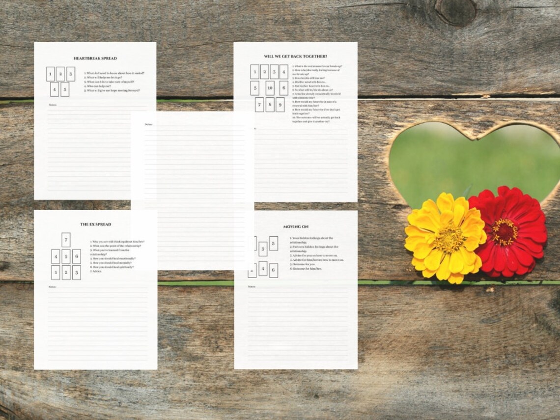 Tarot SEPARATION & REUNION Spreads - 4 Printable Pages + Bonus Page ...