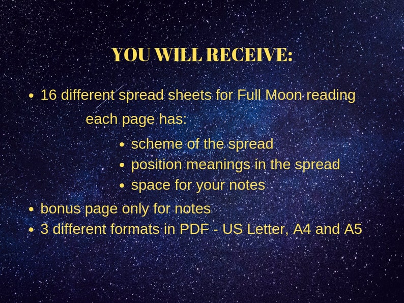 FULL MOON Tarot Spreads / Card Spreads - 16 Printable Pages + Bonus ...