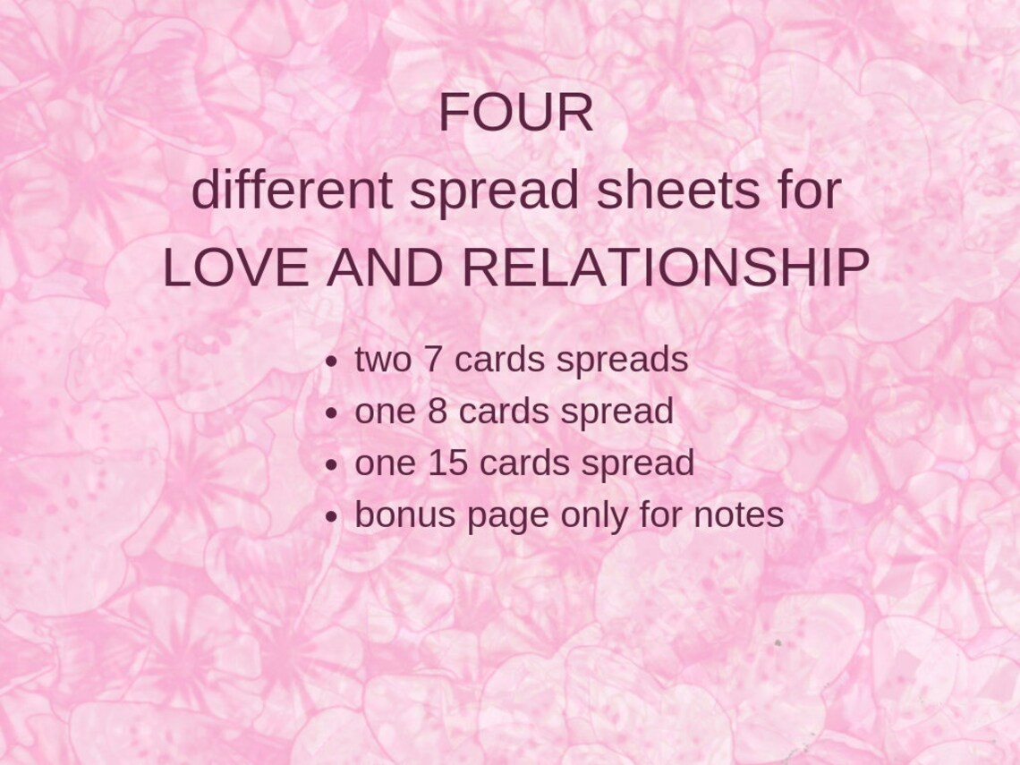Tarot LOVE and RELATIONSHIP Spreads - 4 Printable Pages + Bonus Page ...