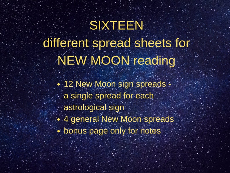 NEW MOON Tarot Spreads / Card Spreads 16 Printable Pages Bonus Page ...