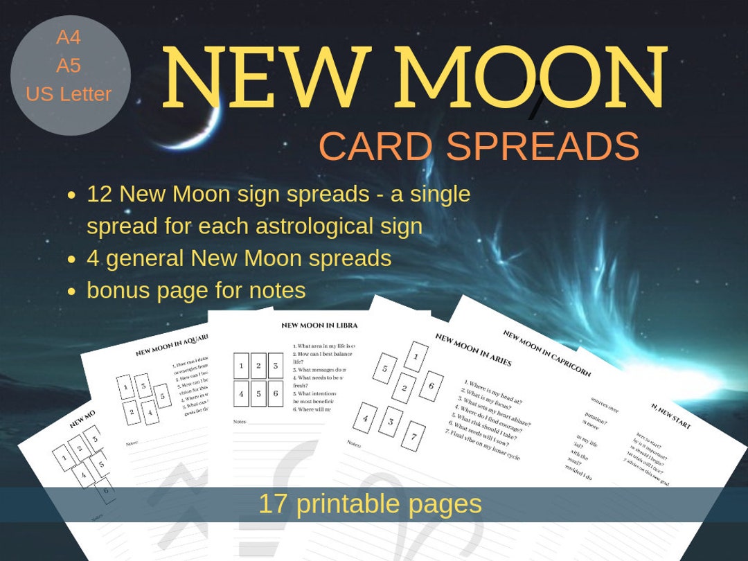 NEW MOON Tarot Spreads / Card Spreads - 16 Printable Pages + Bonus Page ...