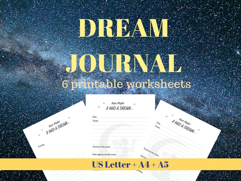 Dream Journal 6 Printable Pages Instant Download, PDF - Etsy