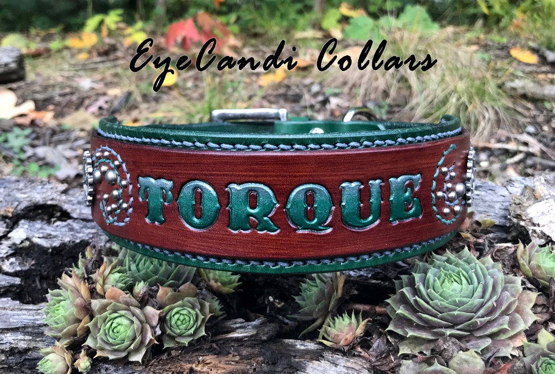 2 Wide Leather Collar Personalized Steampunk Conchos - Etsy