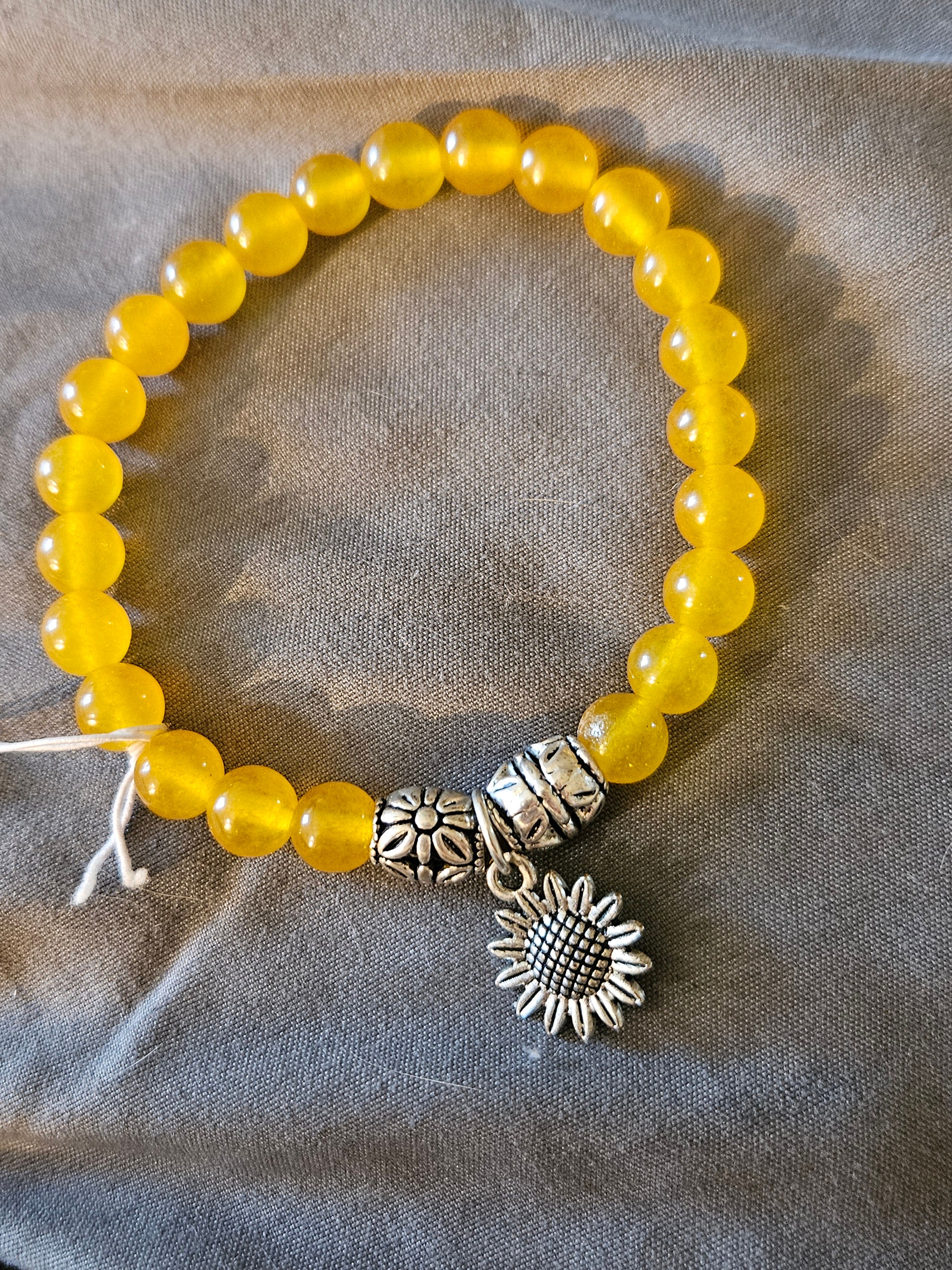 Jade Sunflower Bracelet Yellow Jade Sunflower Bracelet Sunflower Charm ...