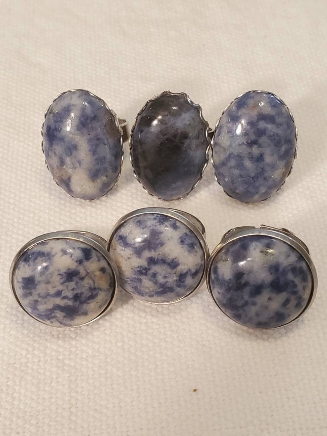 Sodalite Gemstone Ring, Stainless Steel Adjustable Ring - Etsy