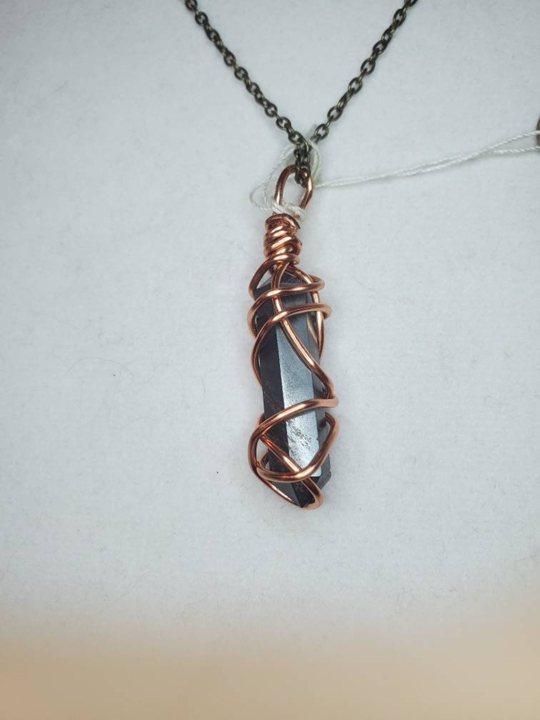 Hematite Double Terminated Point Wrap Crystal Grounding Necklace ...
