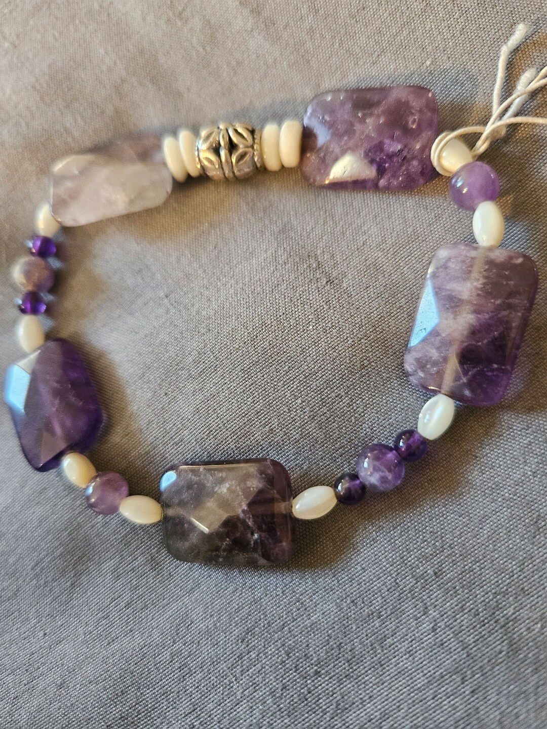 Amethyst and Rice Shell Bracelet Third Eye Chakra Bracelet Calming ...
