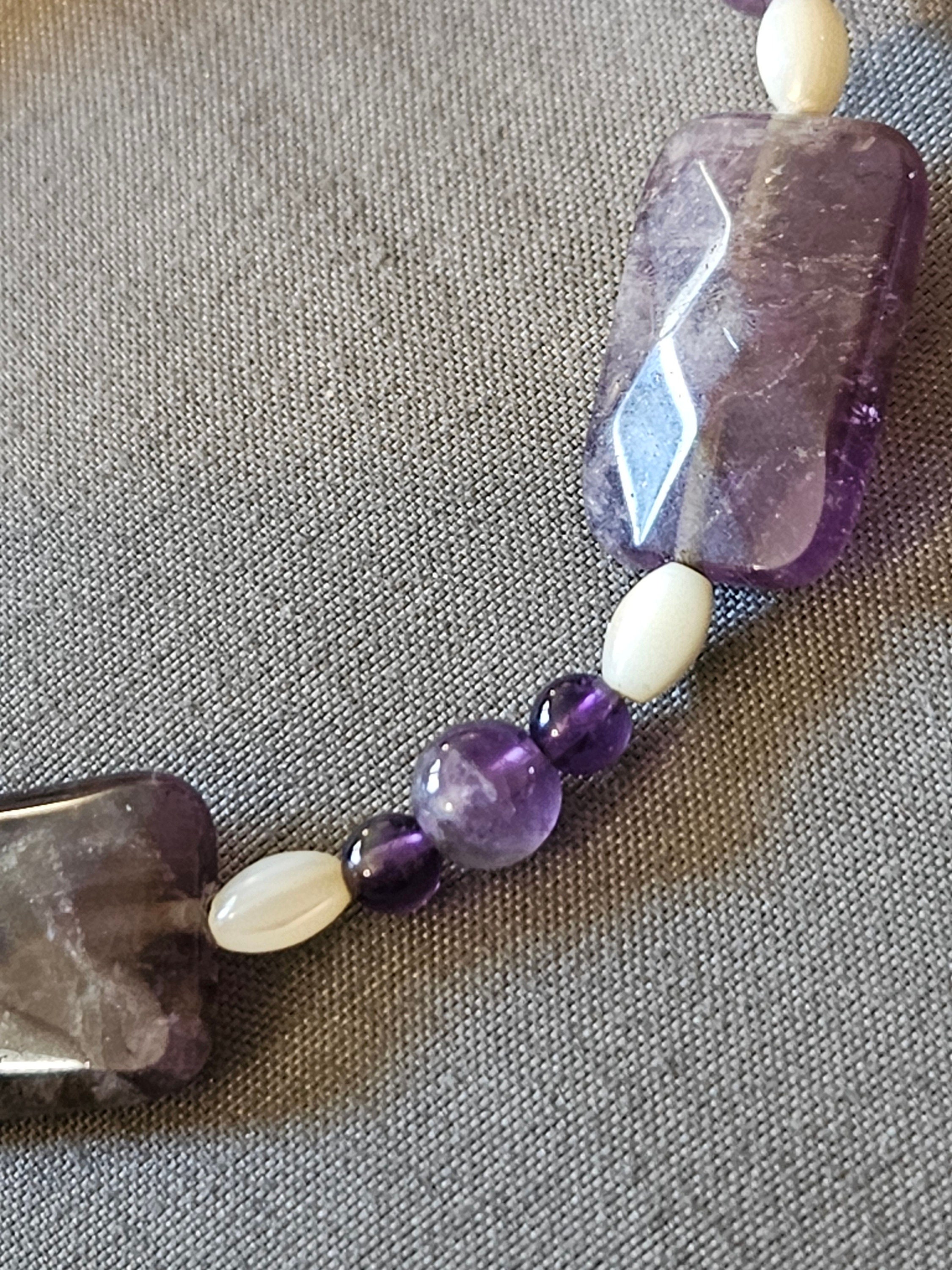 Amethyst and Rice Shell Bracelet Third Eye Chakra Bracelet - Etsy