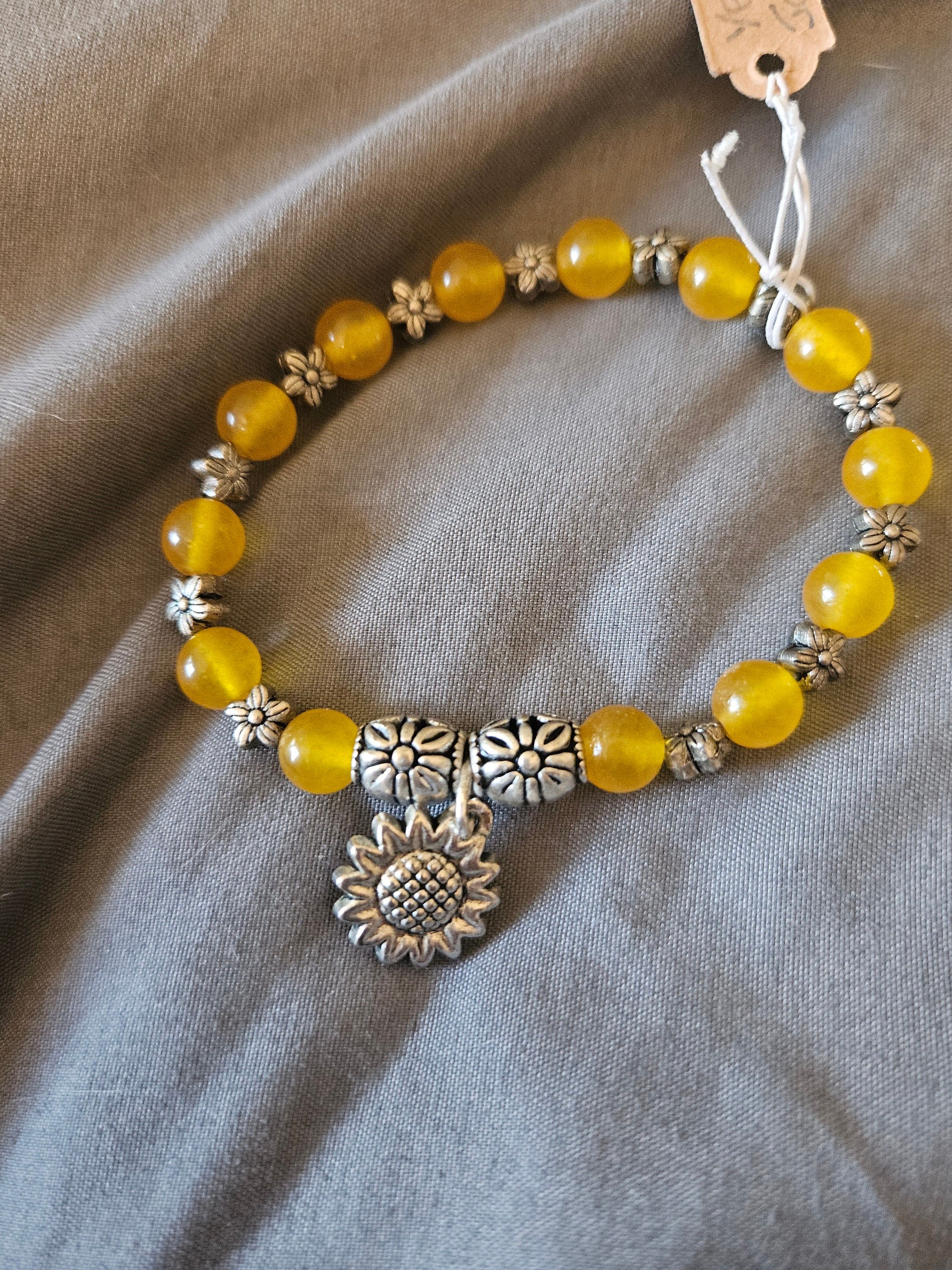 Jade Sunflower Bracelet Yellow Jade Sunflower Bracelet Sunflower Charm ...