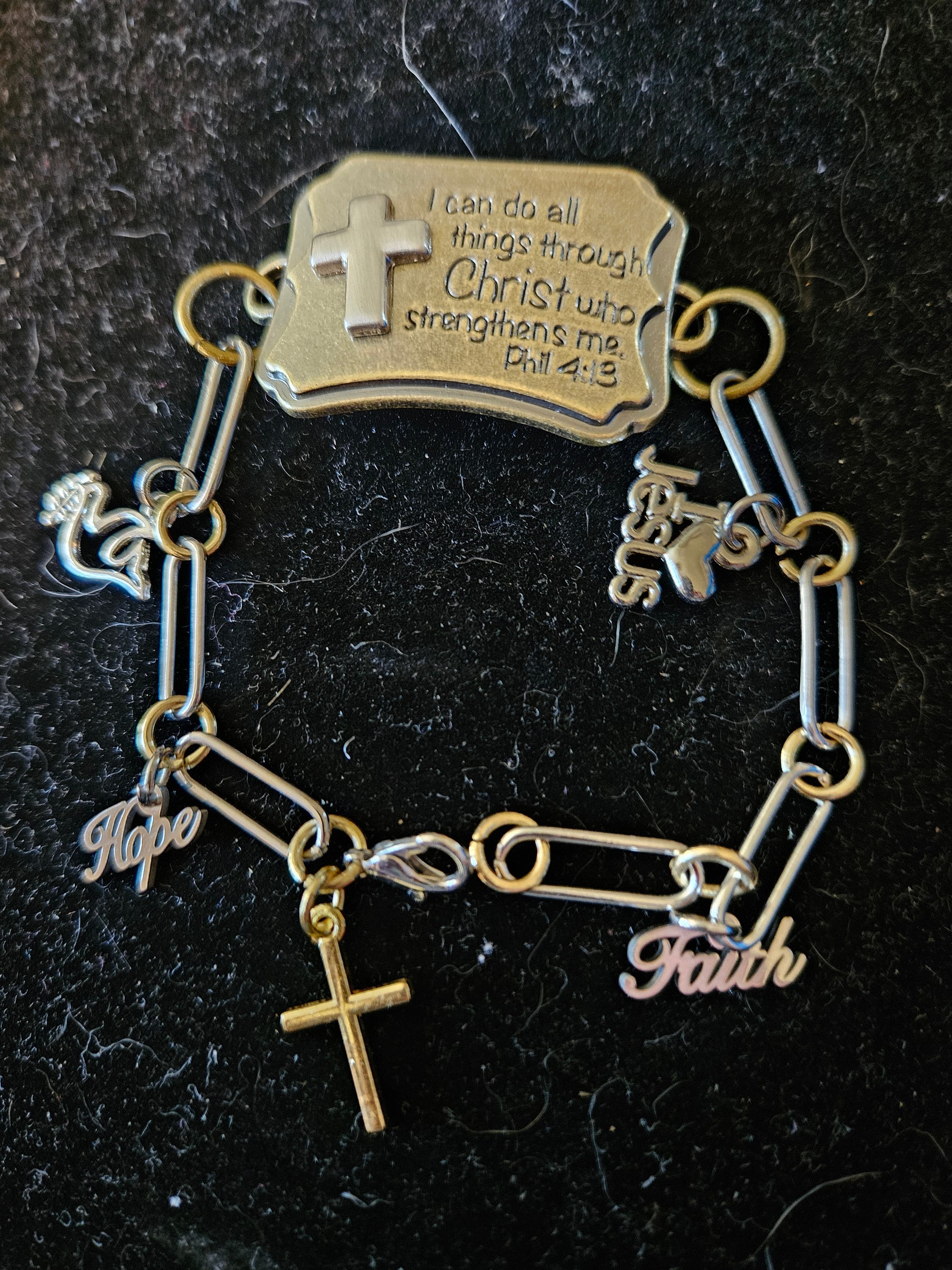 Religious Charm Bracelet Phil 4:13 Bible Passage Bible Passage Charm ...