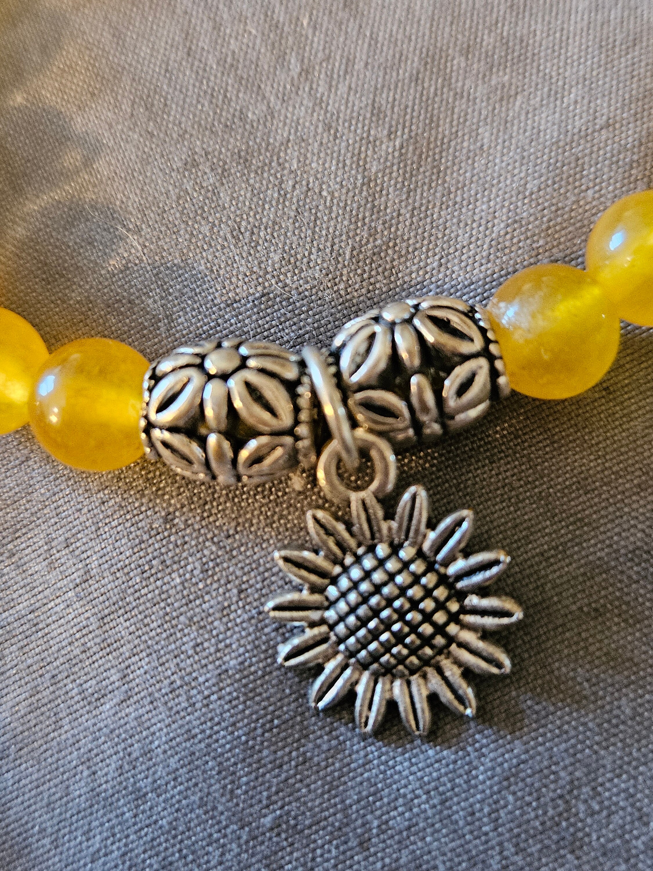 Jade Sunflower Bracelet Yellow Jade Sunflower Bracelet Sunflower Charm ...