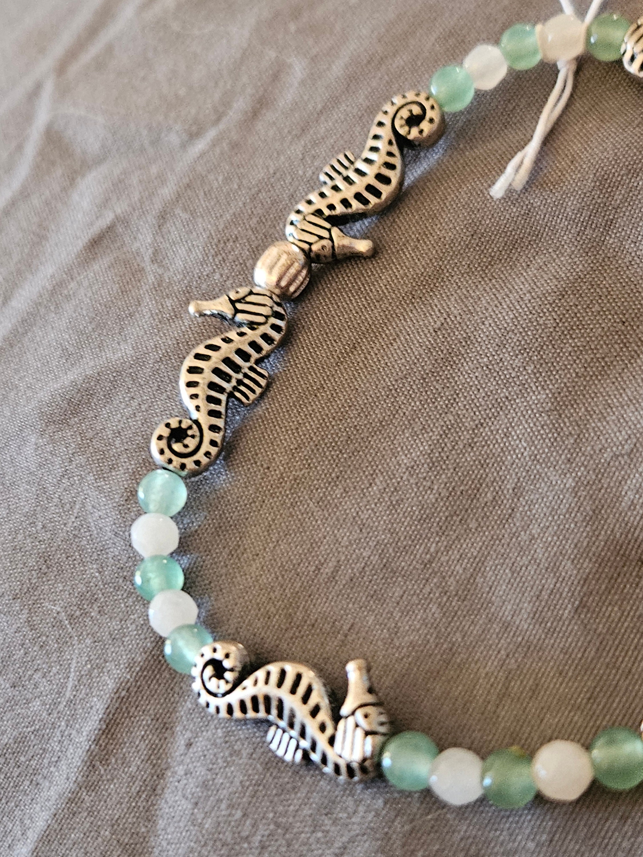 Seahorse Bracelet Green Adventurine Bracelet White Adventurine Bracelet ...