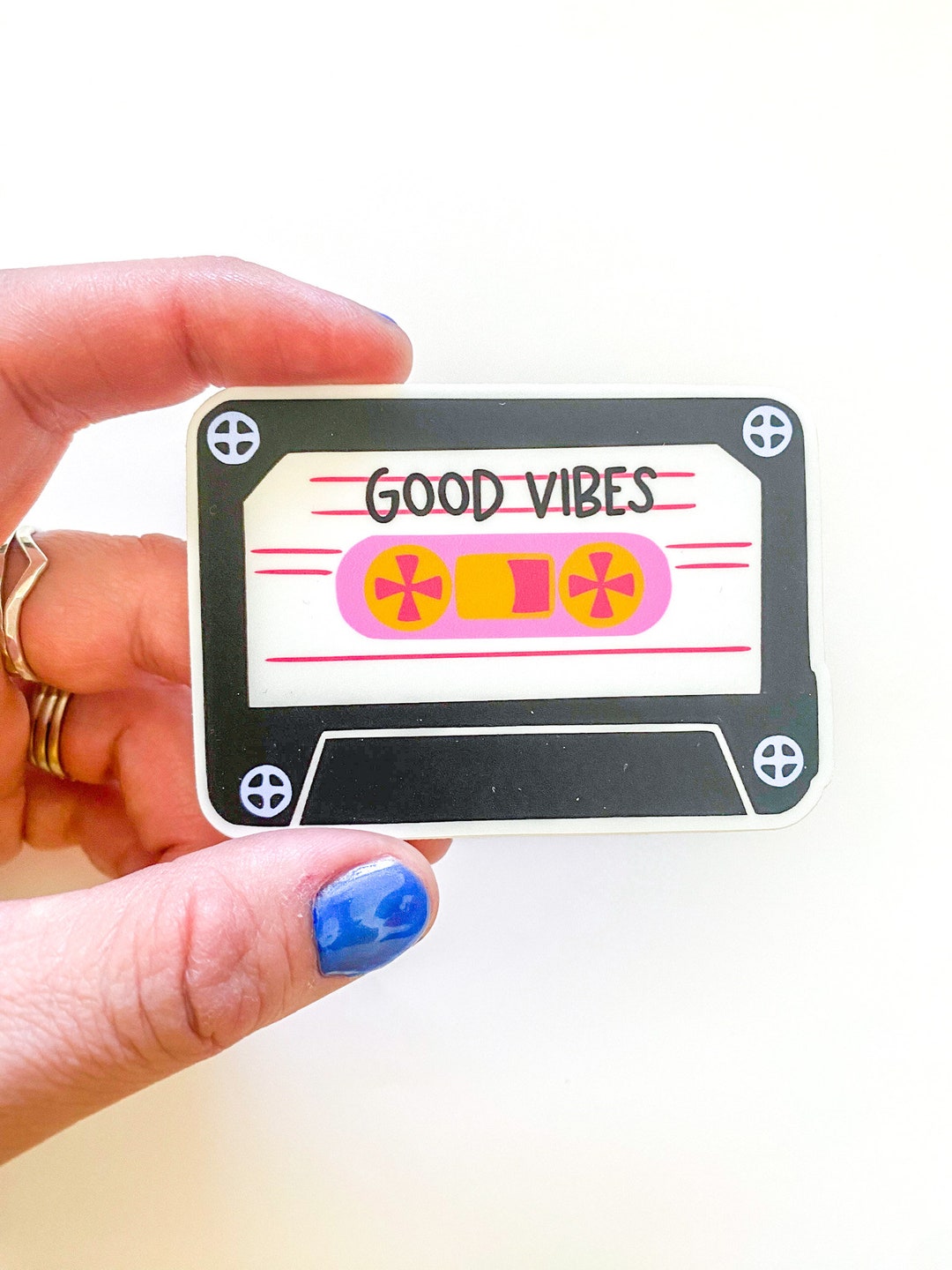 Neon Cassette Sticker, Good Vibes Sticker, Playlist Sticker, Vinyl ...